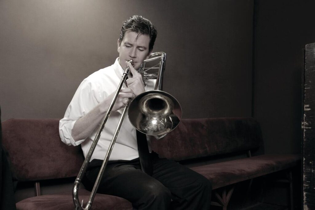 Sliding, and sipping, in style: Timothy Higgins debuts Trombone ...